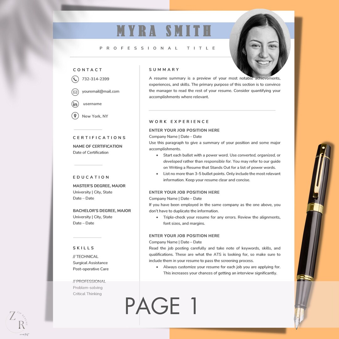 ATS Resume Designs for Word, Docs, ATS Teacher Resume Template ...
