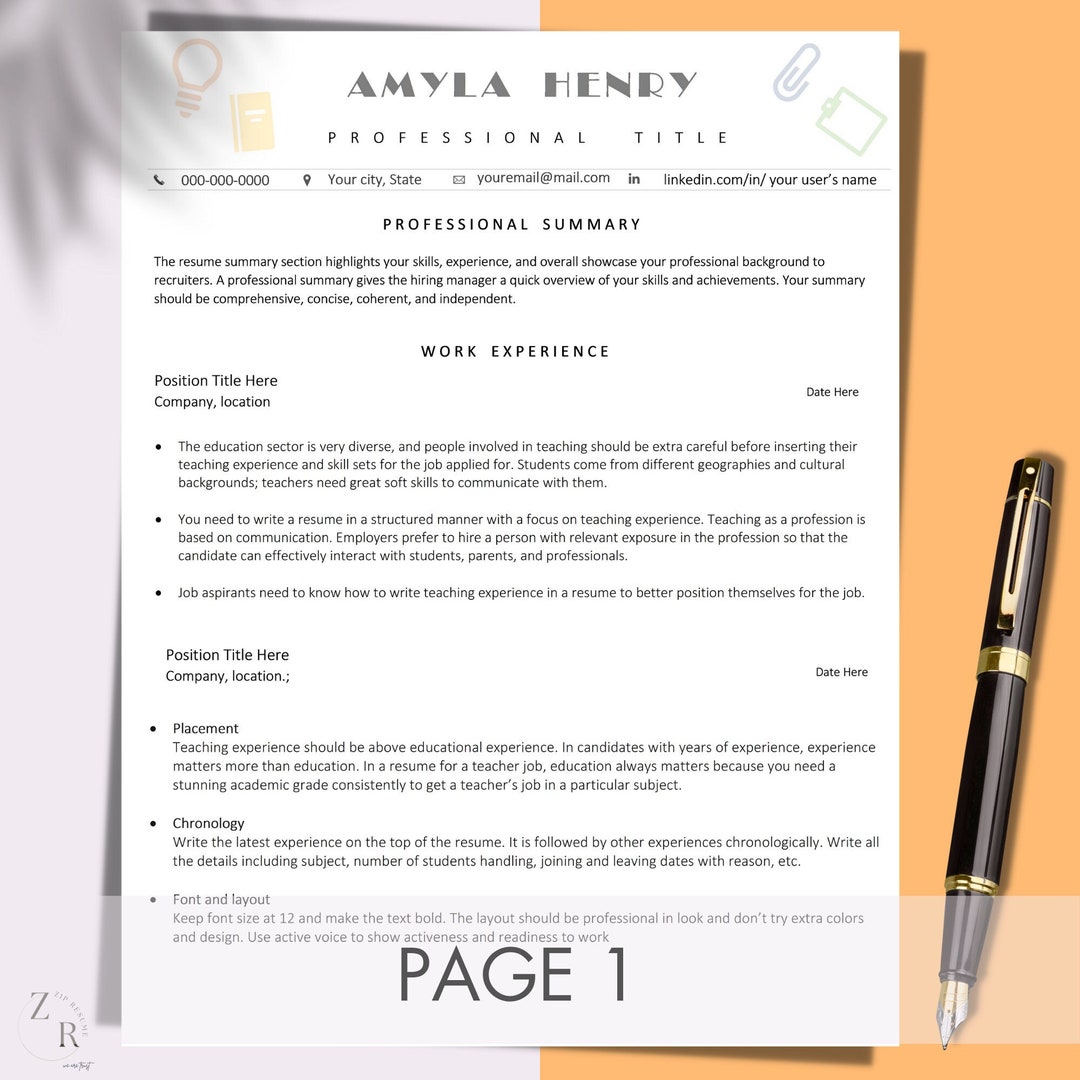 Elementary School Teacher Resume Template, Secondary School Teacher ...