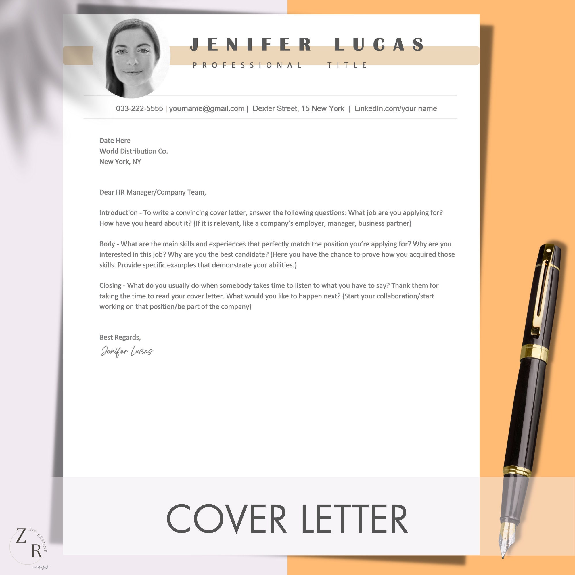 Simple Resume Template With Photo Google Docs Word & Pages - Etsy