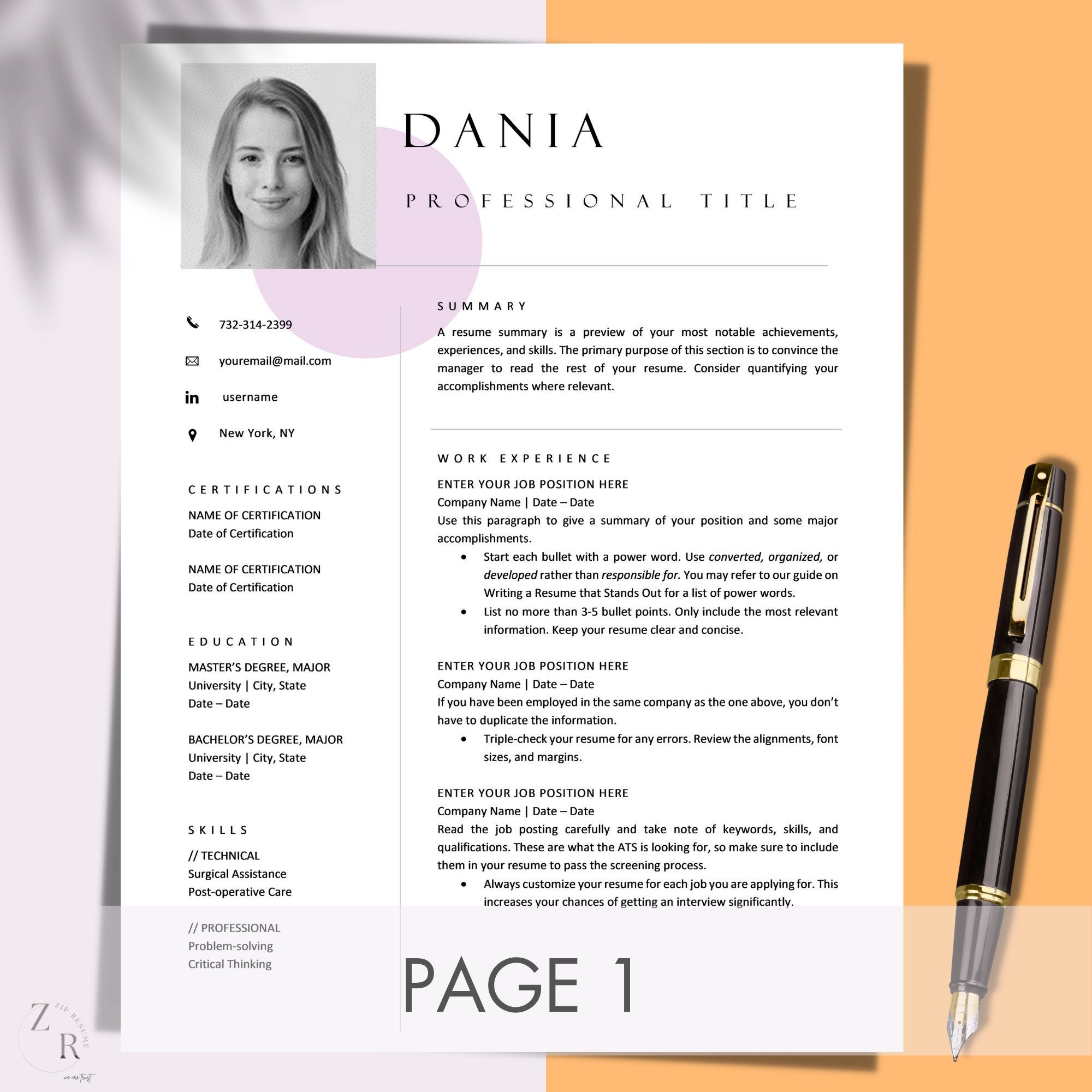 CV TEMPLATE Resume Word, Professional Resume Template, CV Template ...