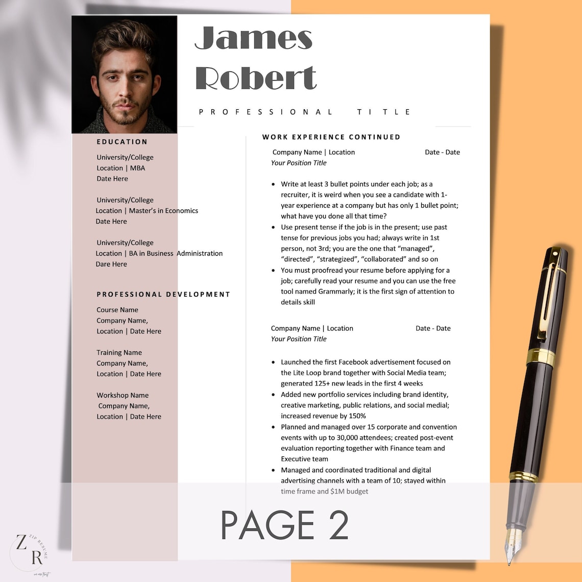 ATS Resume Designs for Professionals, Minimalist Resume, Ats Friendly ...