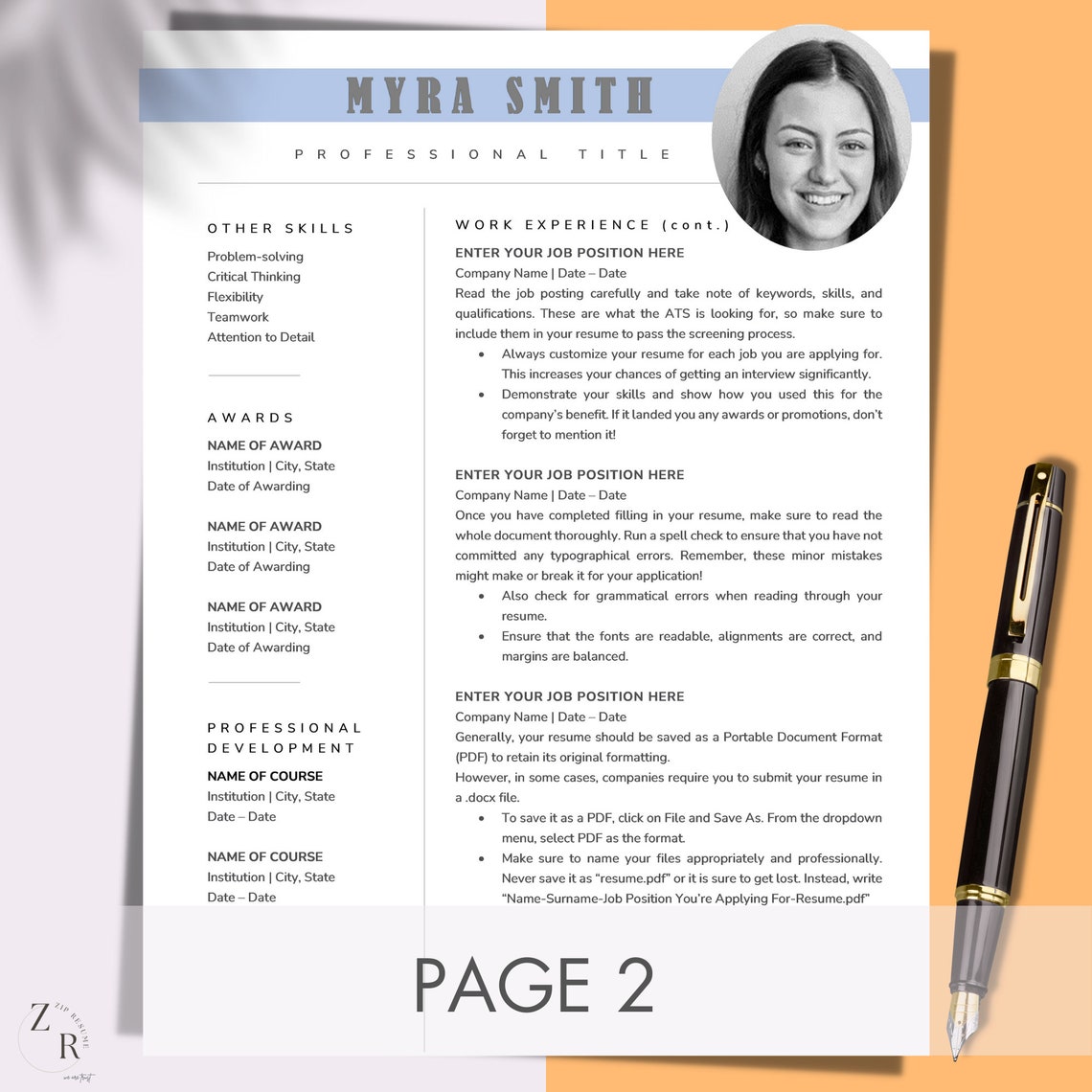 ATS Resume Designs for Word, Docs, ATS Teacher Resume Template ...
