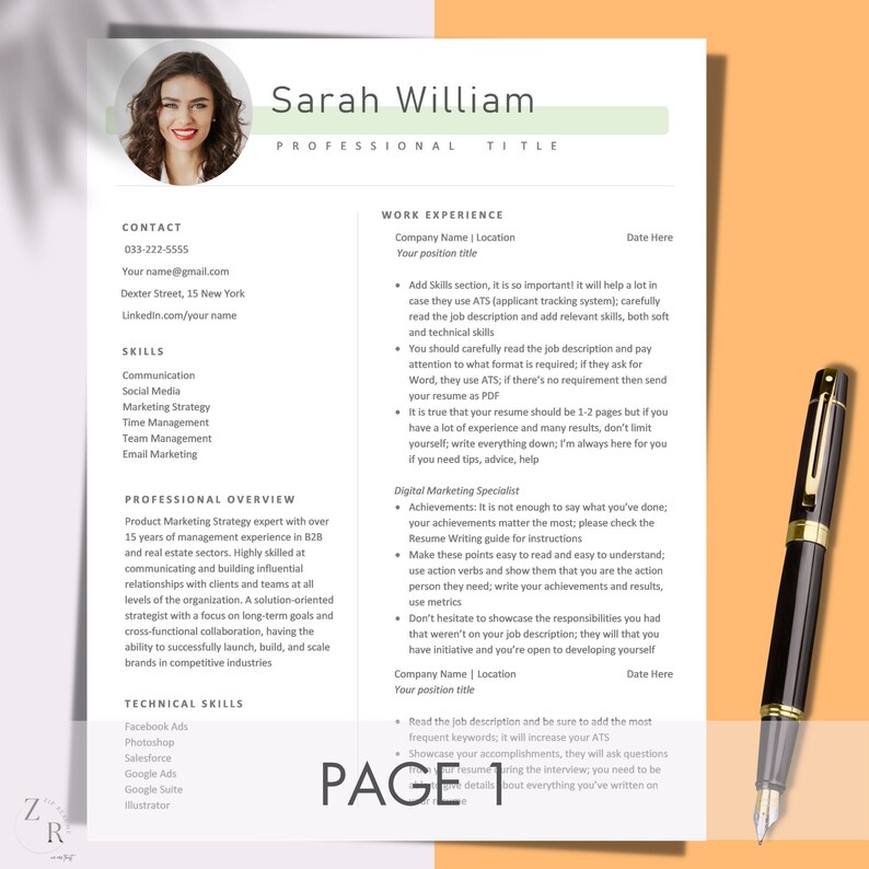 2023 Google Docs Resume Template,resume Template for Word, Modern Executive Assistant, Resume CV ...