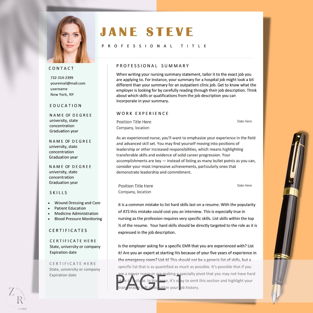 Professional Resume Template With Photo, Minimal Resume With Picture ...