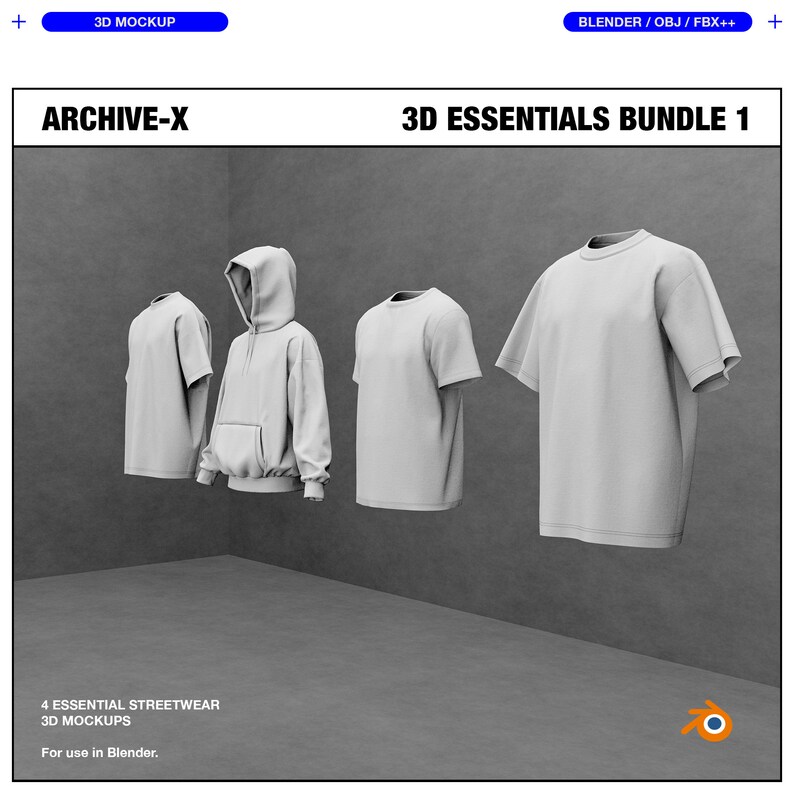 3D ESSENTIALS BUNDLE 1 for Blender, 3D Mockup, 3D Tee, 3D Tshirt, 3D ...