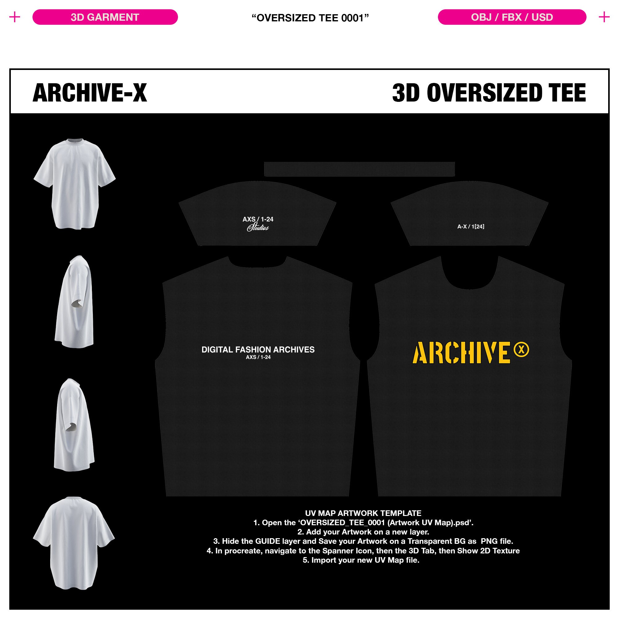 OVERSIZED TEE 3D GARMENT for Procreate, Blender or Any Alternate 3D ...