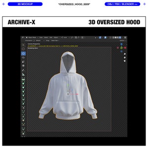 Oversized Hood 3D Mockup: Digital Garment for Blender - Etsy