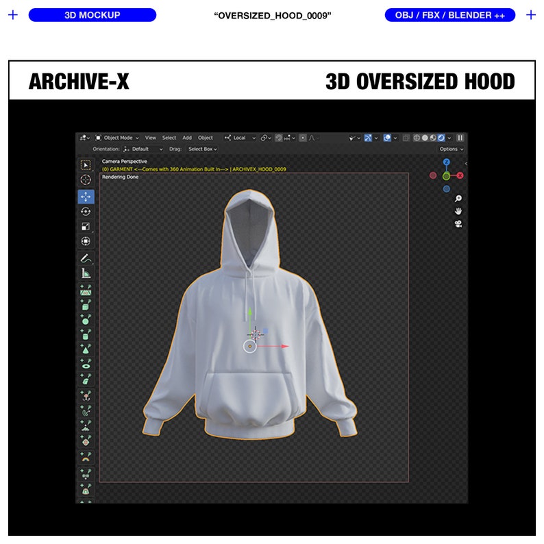 Oversized Hood 3D Mockup: Digital Garment for Blender - Etsy