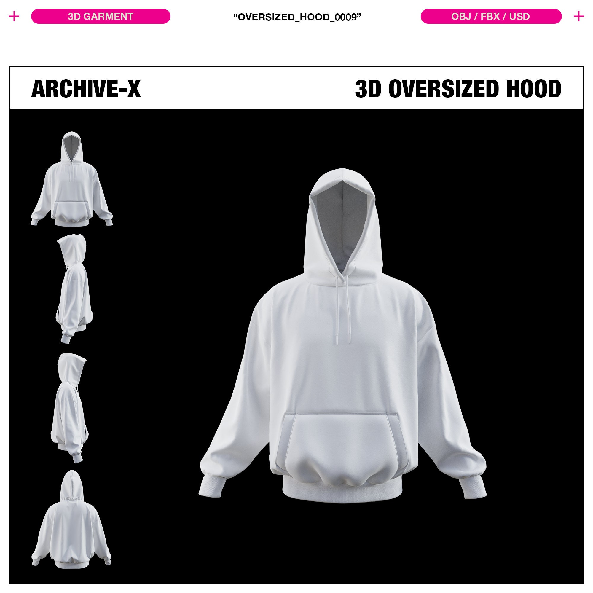 Oversized 3D Hood Garment: Digital Fashion for Procreate & Blender - Etsy