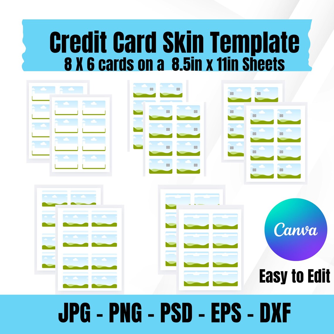 Credit Card Cover SVG, Editable Card Skin Template, Cricut Card Sticker ...