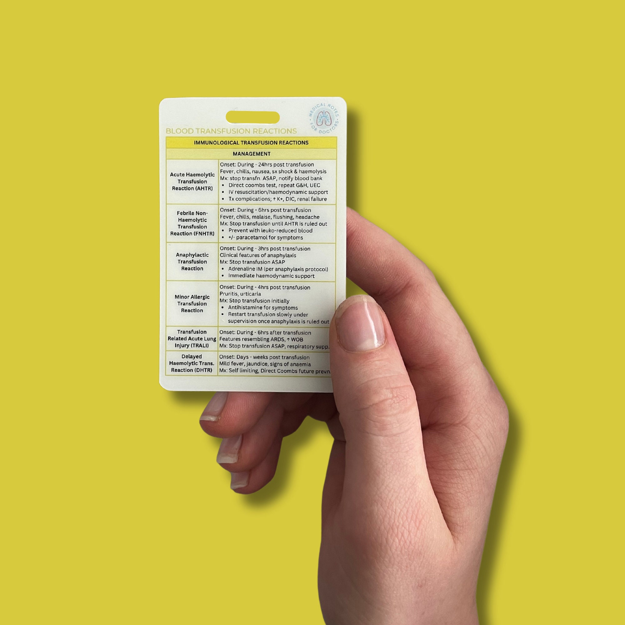 Blood Transfusion Reactions Medical Reference Cards - Etsy