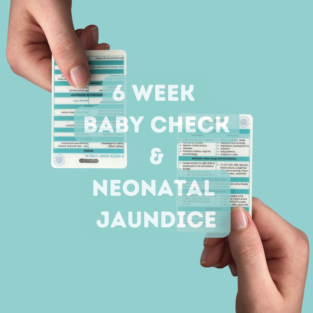 Neonatal Jaundice and 6 Week Baby Check Medical Reference Cards - Etsy ...