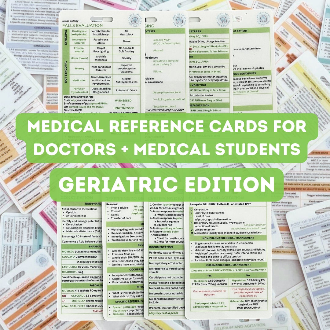Geriatric Medical Reference Cards - Etsy Australia