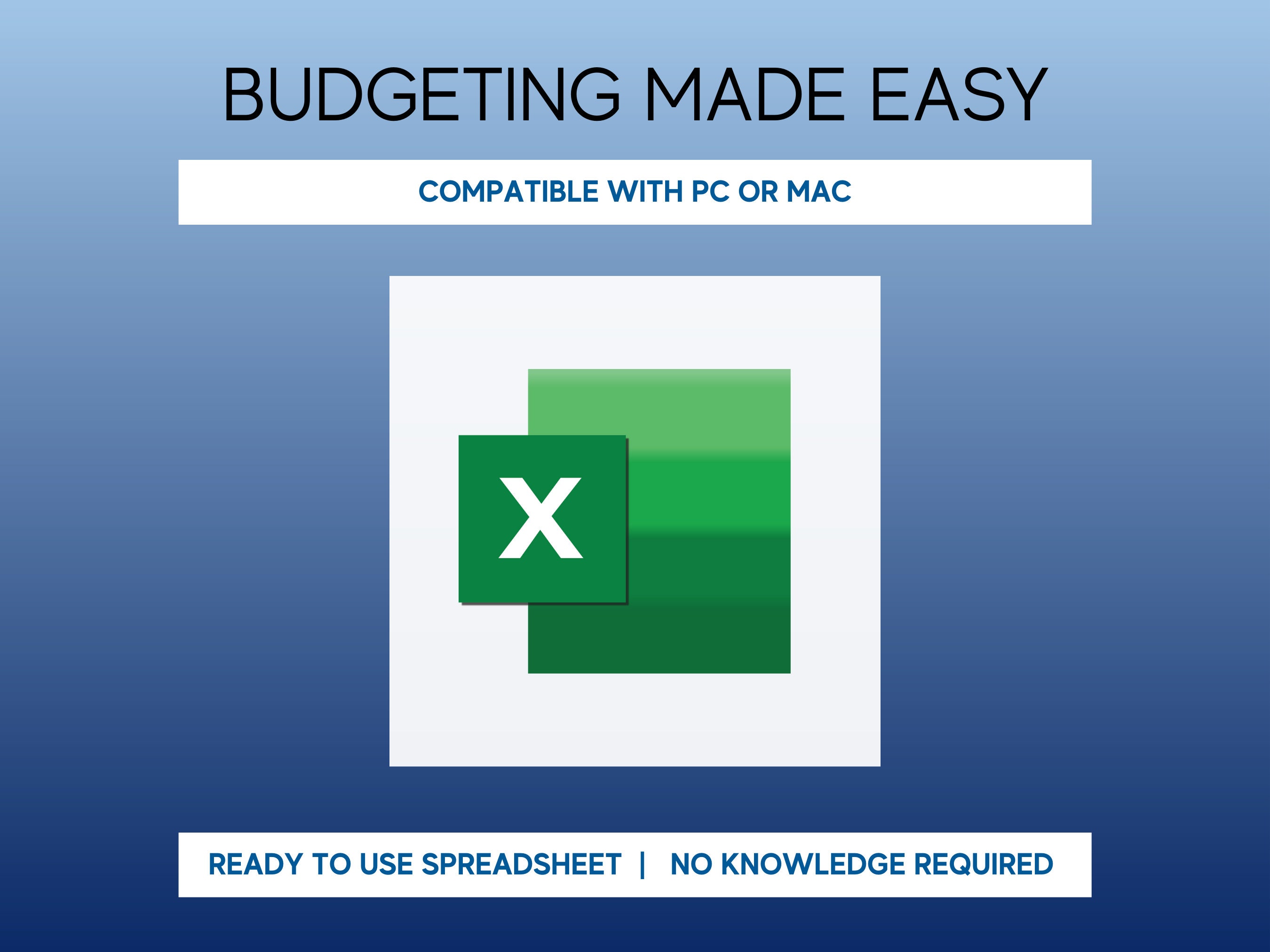Monthly Budget Planner Spreadsheet - Blue | Easy Ready to Use Template ...