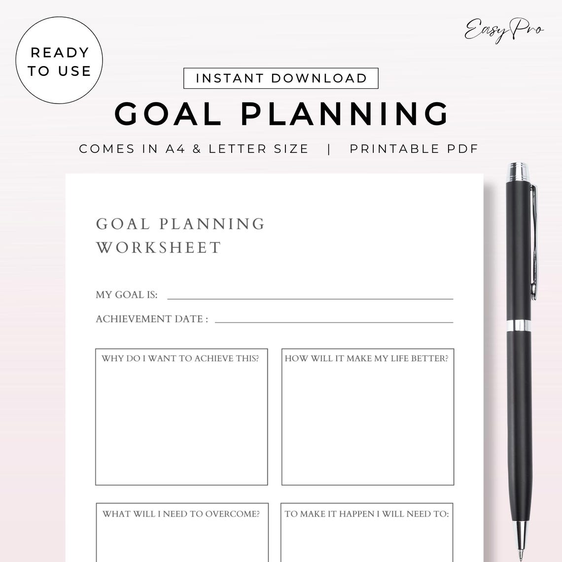 Goal Planning Worksheet | Printable Goal Planner Organiser | Digital ...