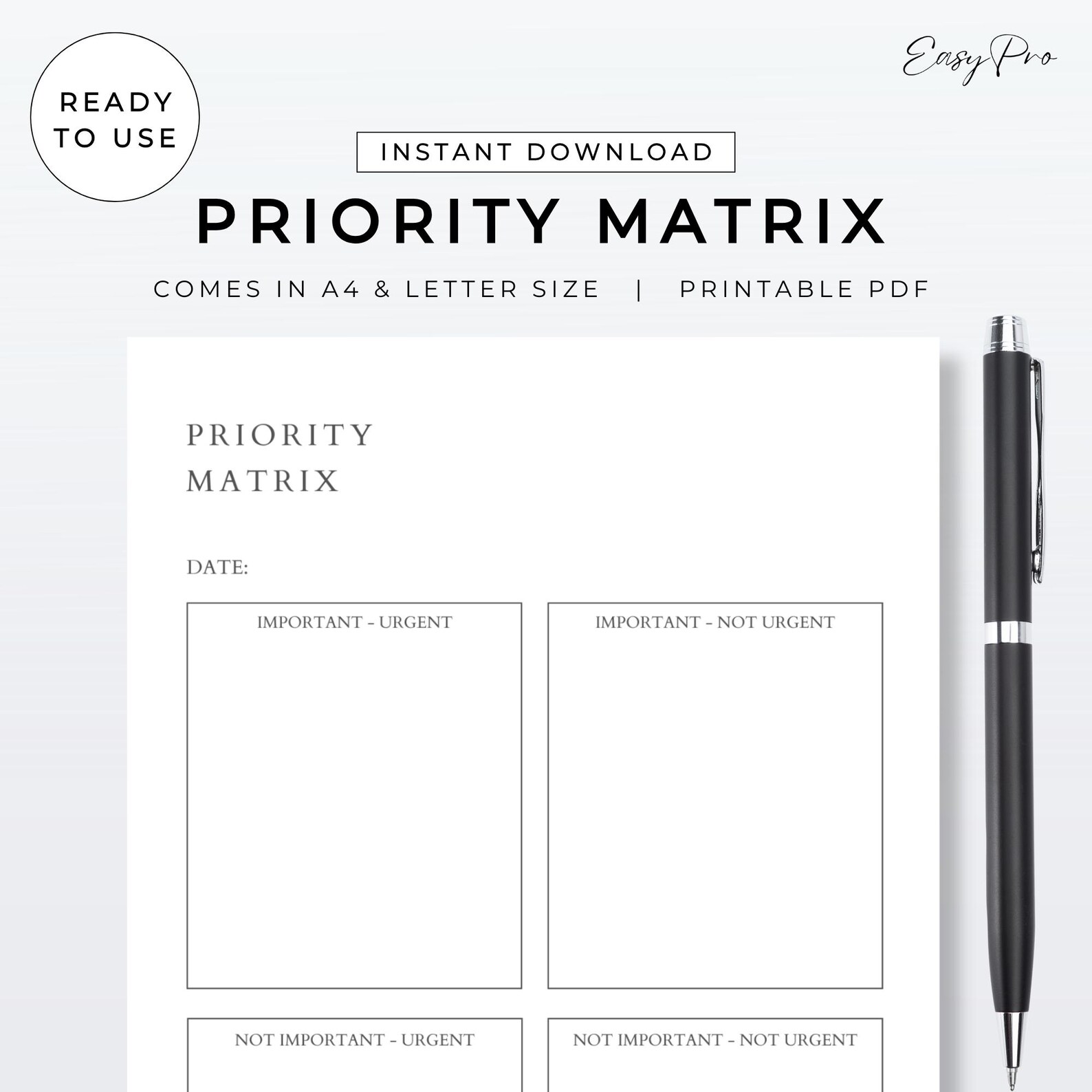 Priority Matrix Planning Worksheet | Printable Prioritisation Organiser ...