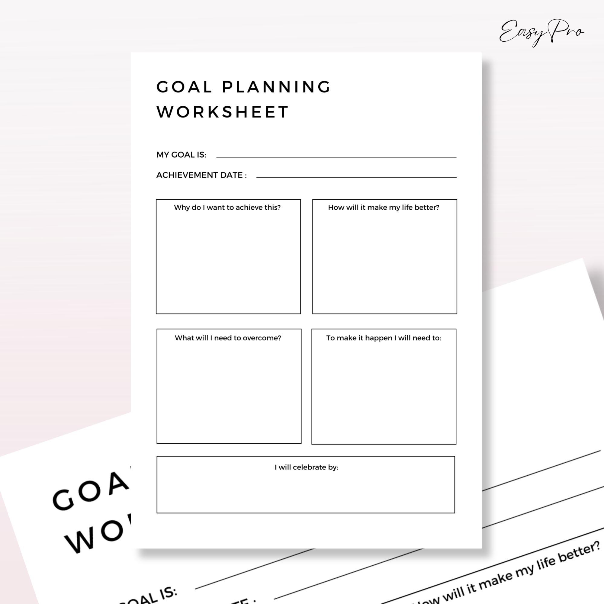 Goal Planning Worksheet | Printable Goal Planner Organiser | Digital ...