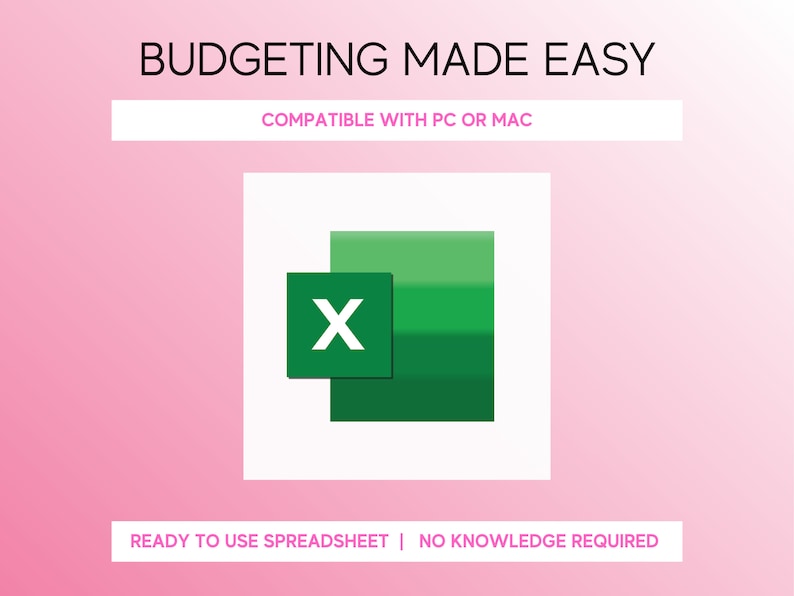 Monthly Budget Planner Spreadsheet Pink Easy Ready to Use Template ...