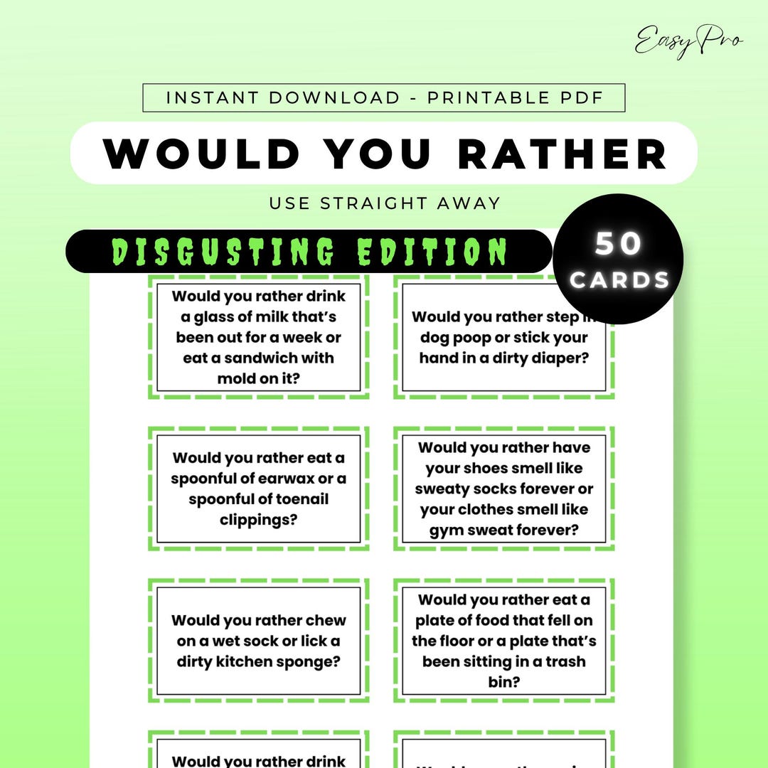 Would You Rather Game Disgusting Edition | Gross Funny Party Questions ...