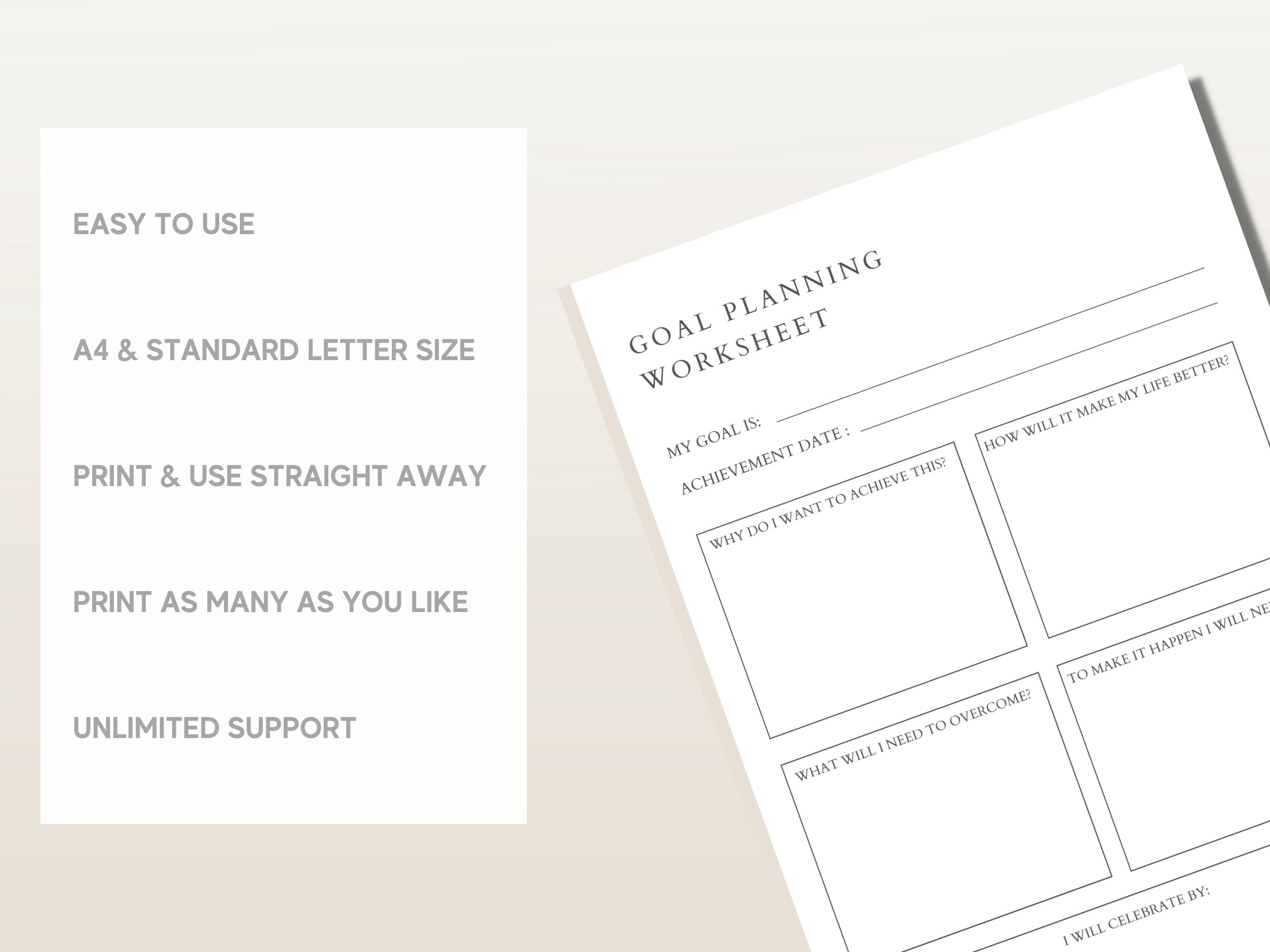 Goal Planning Worksheet Printable Goal Planner Organiser Digital PDF ...