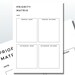 Priority Matrix Planning Worksheet Printable Prioritisation Organiser ...