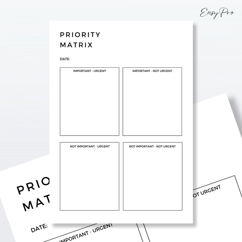 Priority Matrix Planning Worksheet | Printable Prioritisation Organiser ...