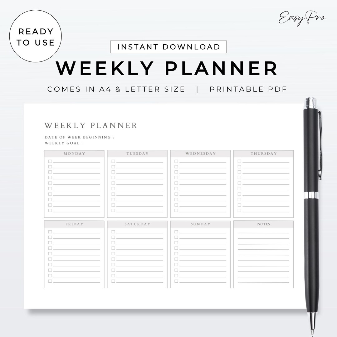 Weekly Planner to Do List Template | Printable Goal Planning Organiser ...