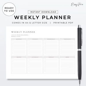 Weekly Planner to Do List Template | Printable Goal Planning Organiser ...