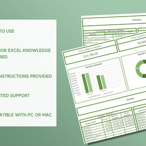 Monthly Budget Planner Spreadsheet Green Easy Ready to Use Template ...