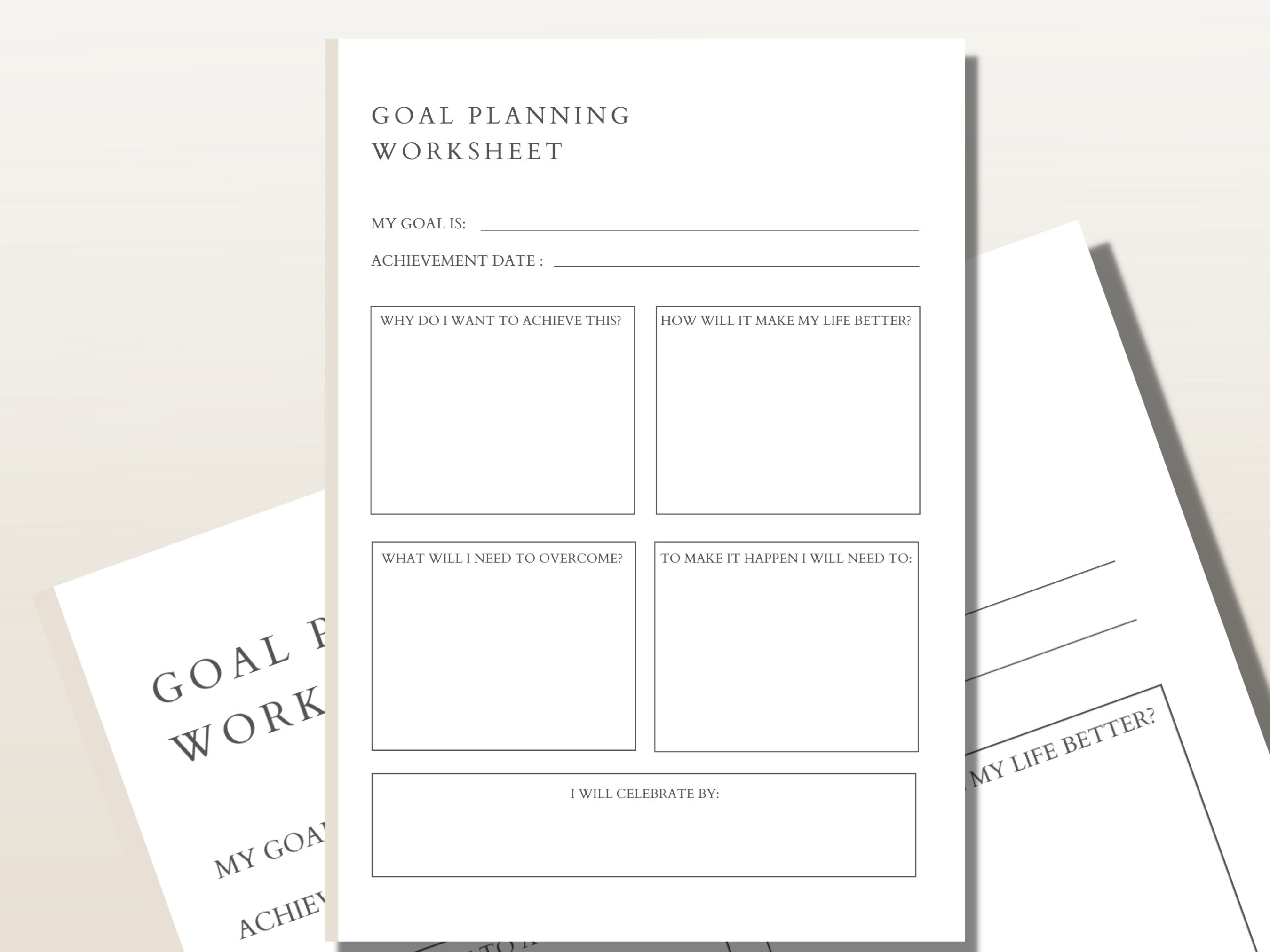 Goal Planning Worksheet Printable Goal Planner Organiser Digital PDF ...