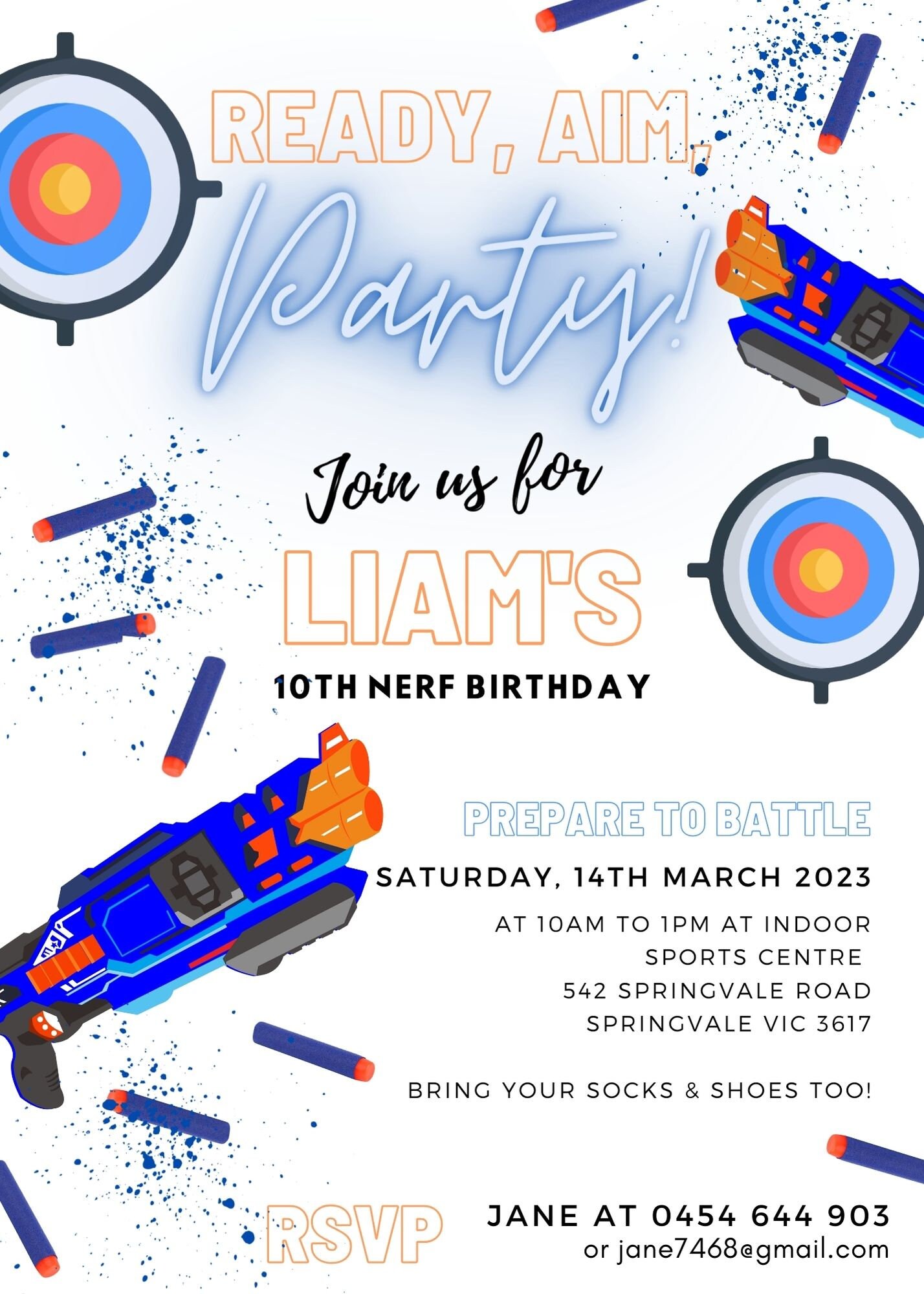 Nerf Editable Birthday Invitation Etsy
