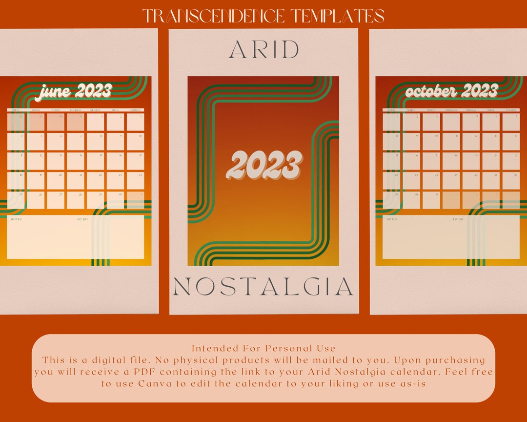 Arid Nostalgia 12 Month Calendar | DIGITAL DOWNLOAD | Canva Editable ...