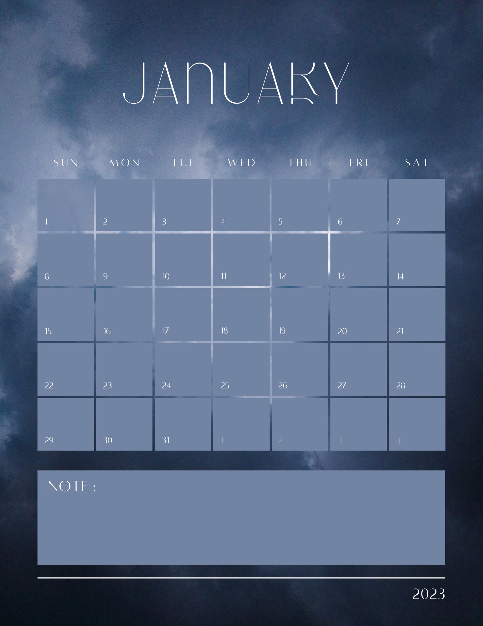 Gloom 12 Month Calendar | DIGITAL DOWNLOAD | Canva Editable Template ...