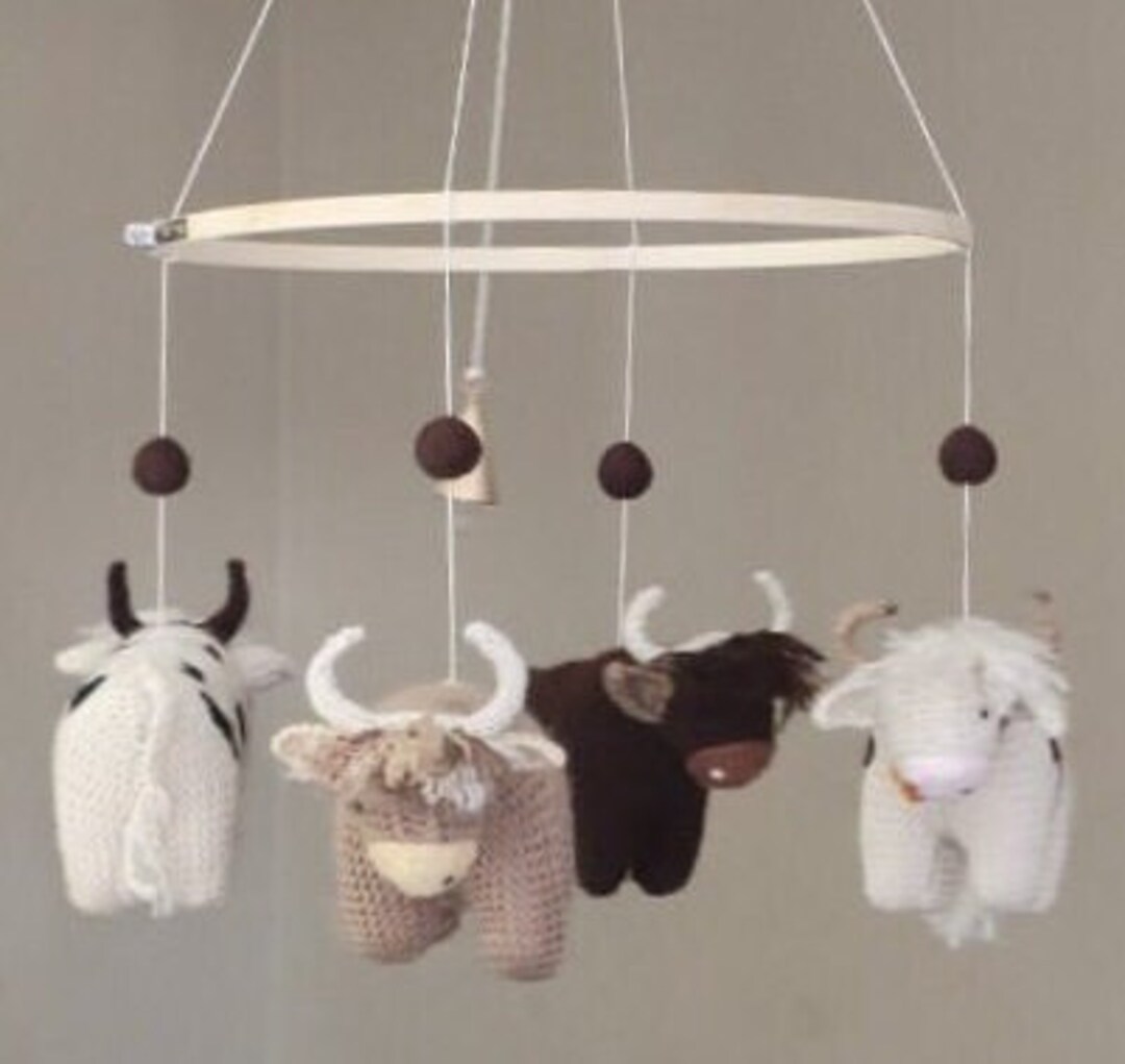 Highland Cows Baby Mobile Cowboy Nursery Mobile Farm Cow Mobile Hand ...