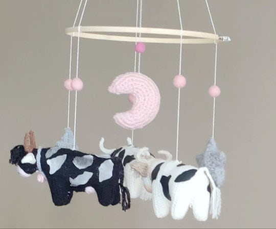 Cattle Baby Mobile Cows Nursery Mobile Cowgirl Cot Mobile Farm Crib ...