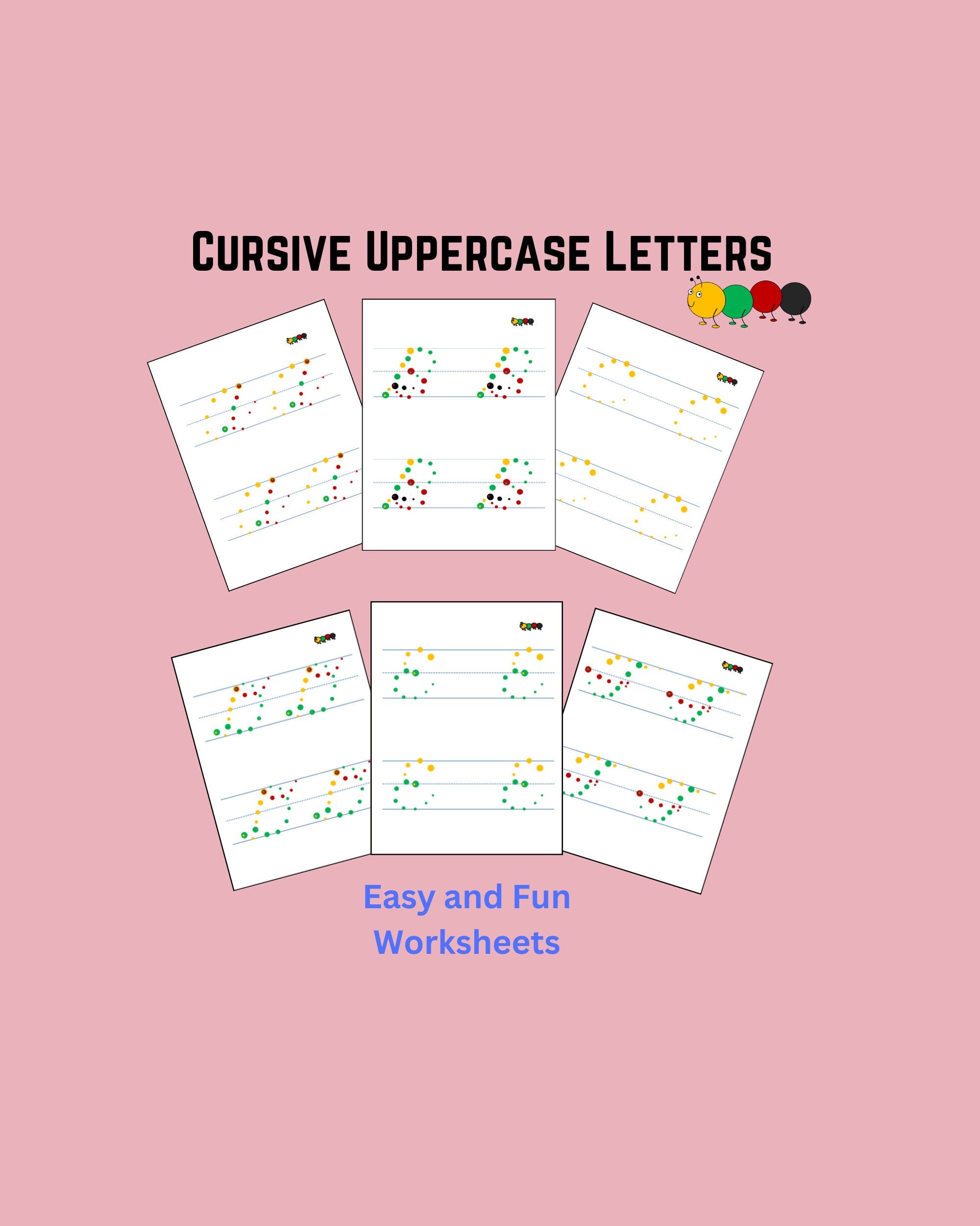 Cursive Handwriting Practice, Cursive Uppercase Letters, the Dot Method ...