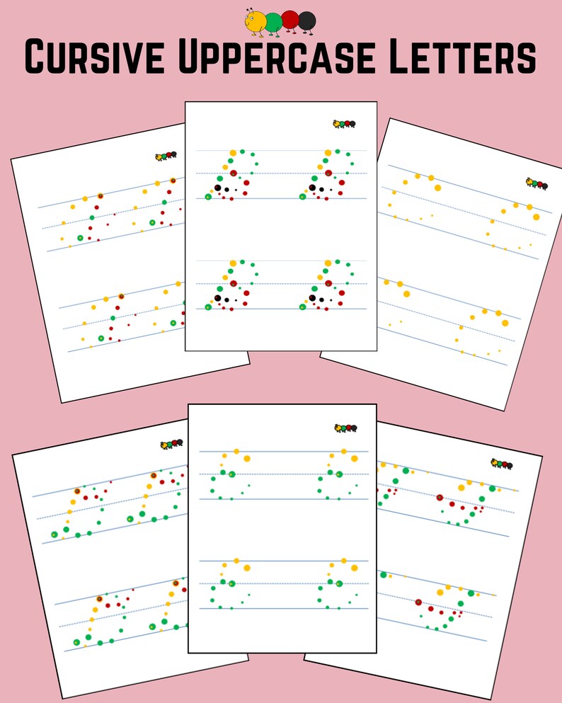 Cursive Handwriting Practice, Cursive Uppercase Letters, the Dot Method ...