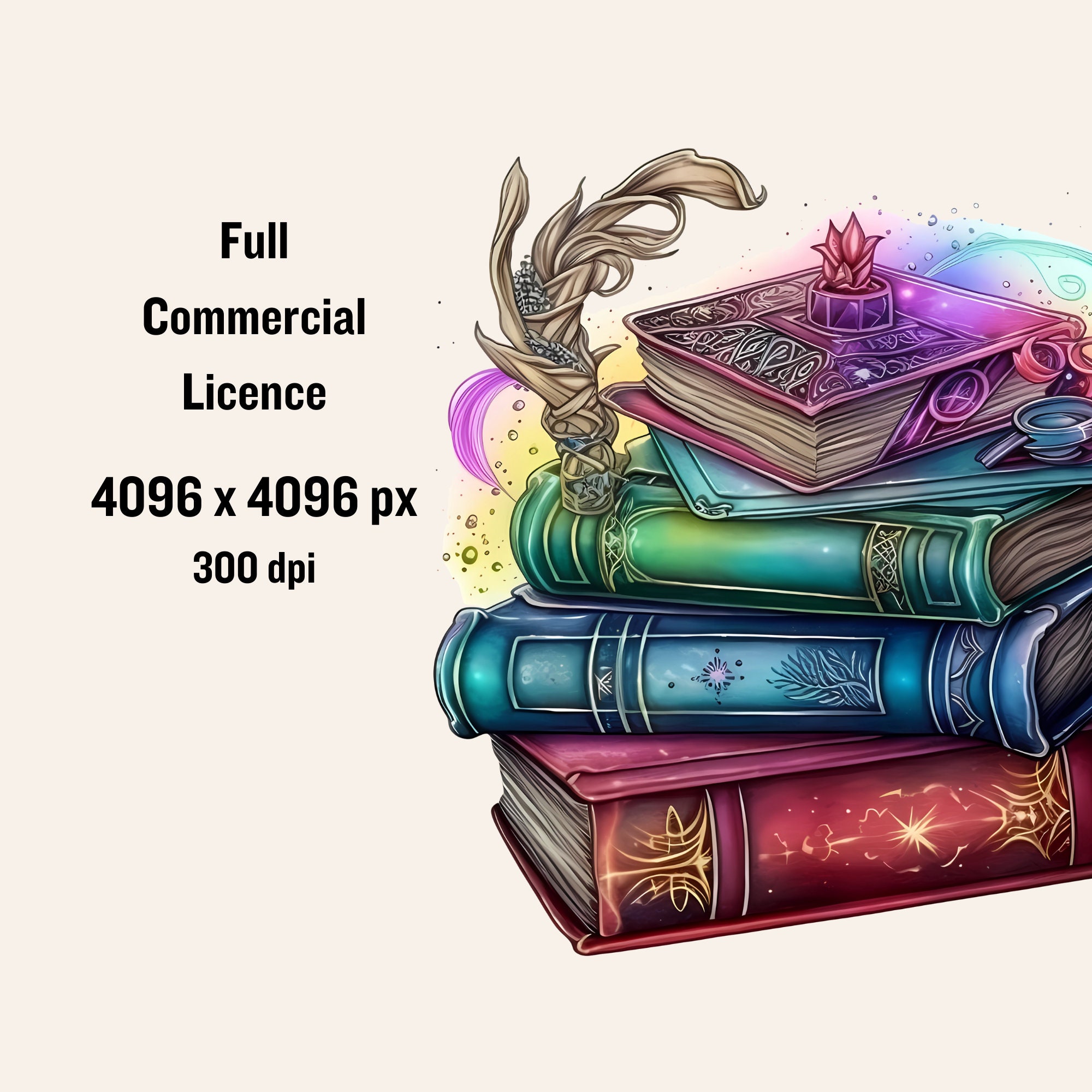 Fantasy Books Bundle PNG Watercolor Clipart Magic Galaxy Books Art Card ...