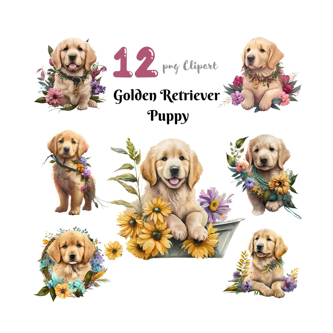Golden Retriever Puppy PNG Clipart Cute Dog Digital Illustration Junk ...