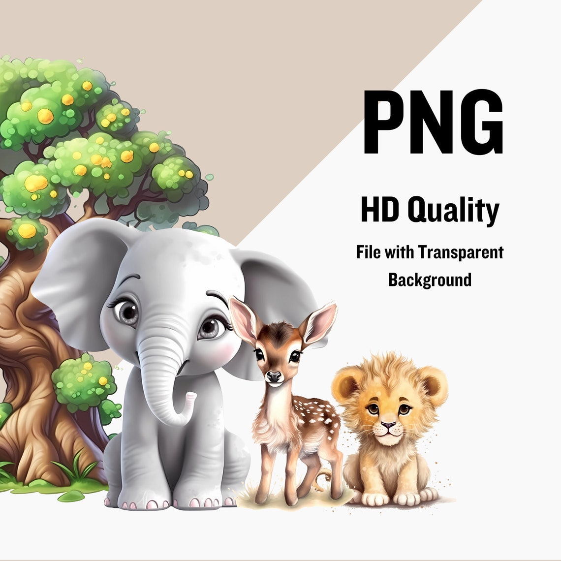 Cute Baby Animals PNG Clipart Bundle Nursery Art Kids Birthday Baby ...