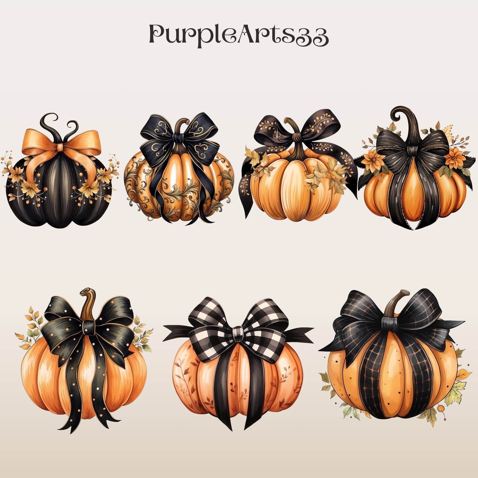 Pumpkin Watercolor Clipart PNG Halloween Pumpkin Clipart Art - Etsy