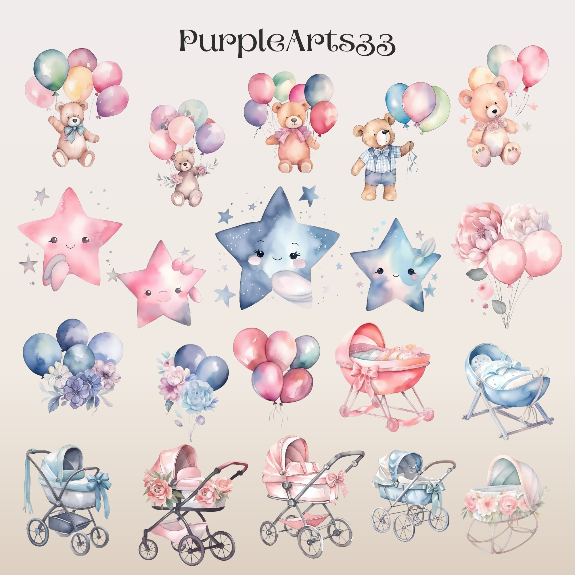 Baby Shower Bundle PNG Watercolor Clipart Newborn Baby Nursery - Etsy