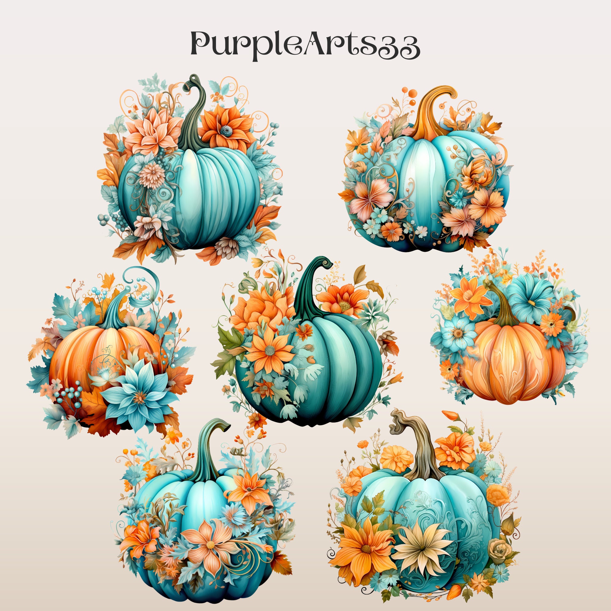 Pumpkin Autumn Watercolor Clipart PNG Halloween Pumpkin Clipart Art ...