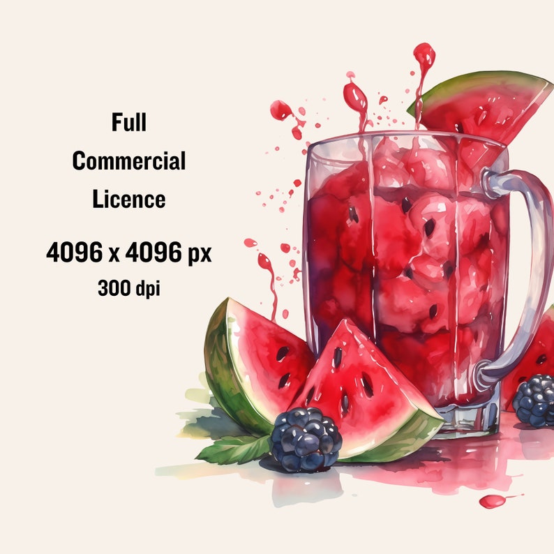 Watermelon Watercolor PNG Clipart Bundle Summer Watermelon Art - Etsy