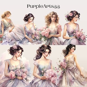 Renaissance Lady Watercolor Clipart Bundle PNG Vintage Girl Art Card ...