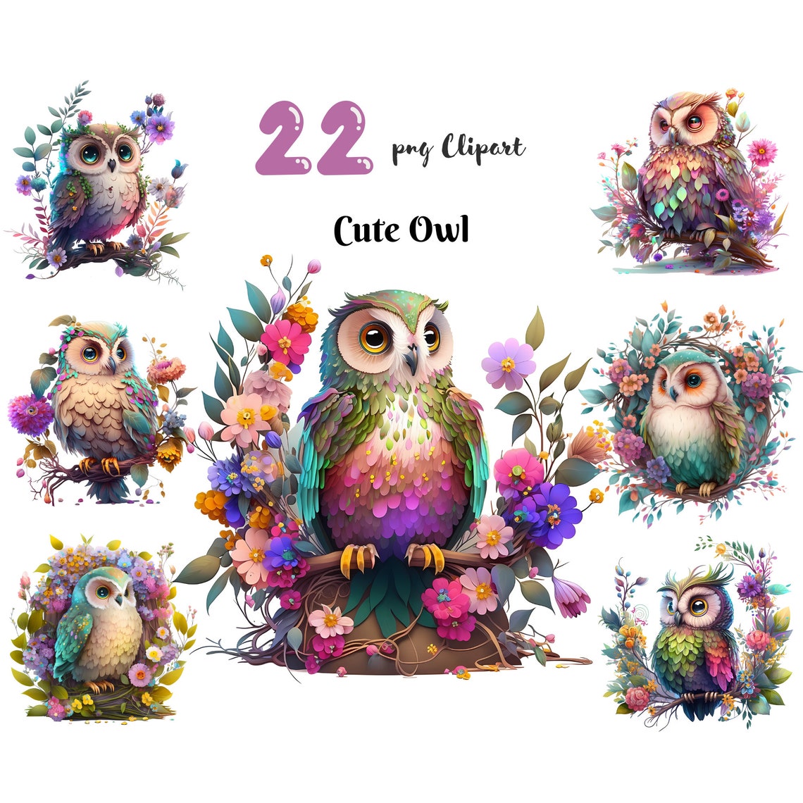Cute Owl PNG Clipart Digital Illustration Junk Journal - Etsy