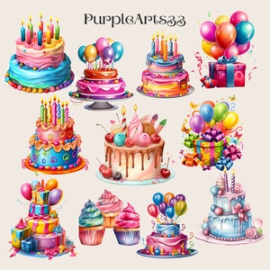 Birthday Party PNG Clipart Bundle Birthday Element Graphics Cake ...