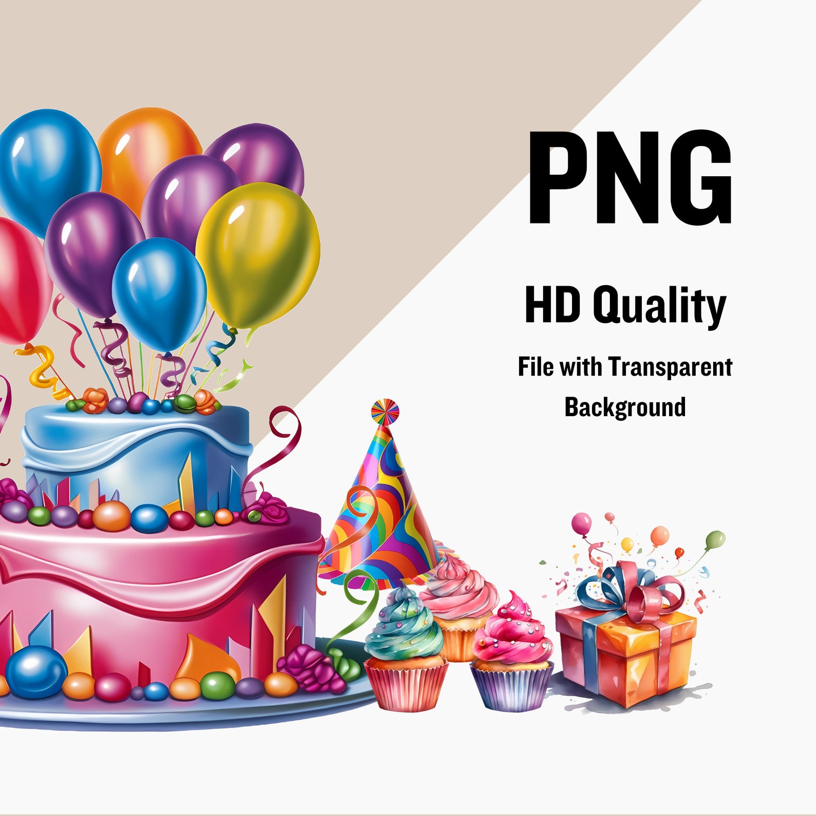 Birthday Party PNG Clipart Bundle Birthday Element Graphics Cake ...