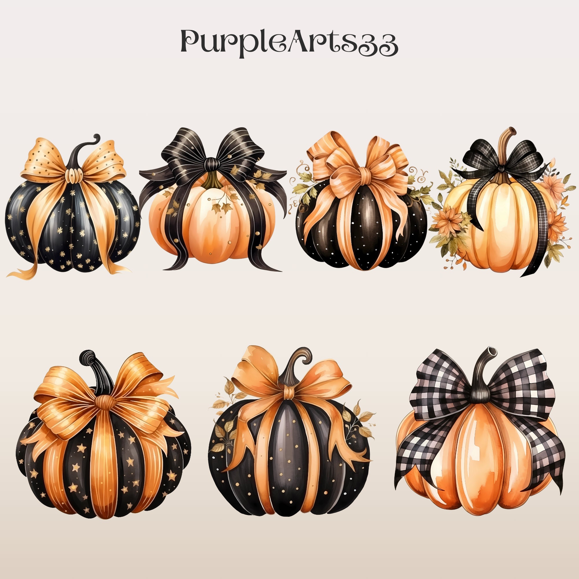 Pumpkin Watercolor Clipart PNG Halloween Pumpkin Clipart Art - Etsy