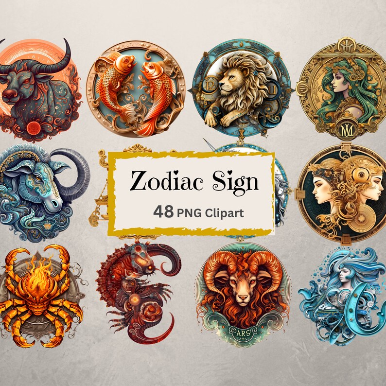 Zodiac Signs PNG Clipart Horoscope Clipart Bundle Aquarius Pisces Aries ...